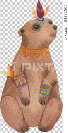 Bear Jungle tribal animal watercolor clipart png - Stock Illustration ...