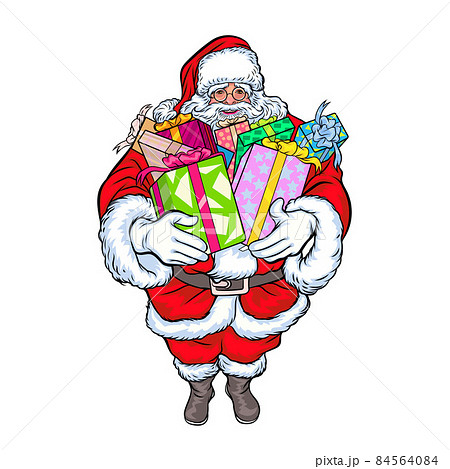 christmas Santa and gift boxesのイラスト素材 [84564084] - PIXTA