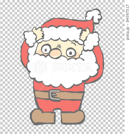 A cute deformed illustration of Santa who opens... - Stock Illustration ...