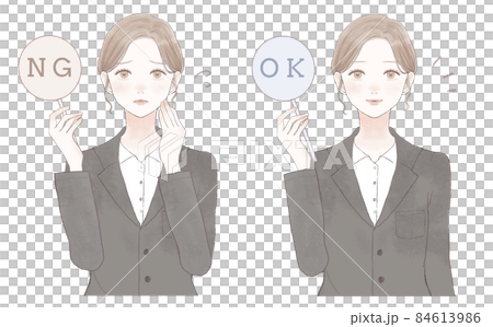 A set of women in suits with OK / NG tags - Stock Illustration ...