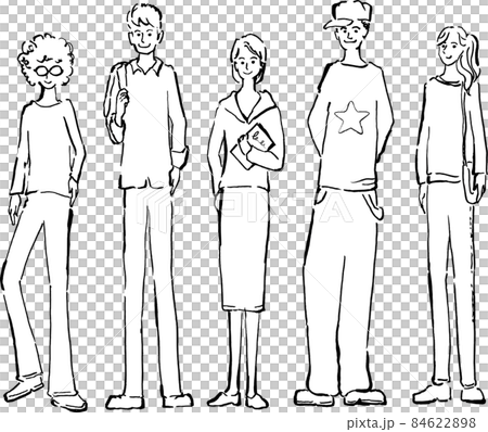 Hand-drawn illustrations of young foreigners... - Stock Illustration ...