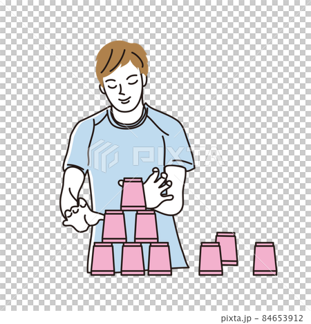 Men doing sport stacking - Stock Illustration [84653912] - PIXTA