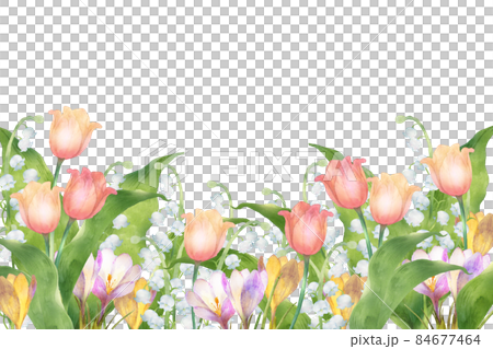 Spring flower field watercolor painting - Stock Illustration [84677464 ...