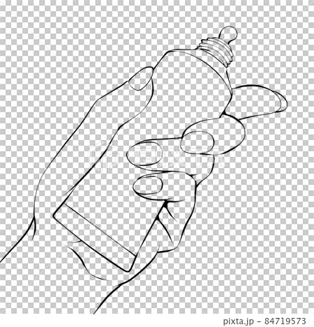 Female hand / line drawing with a tube - Stock Illustration [84719573 ...