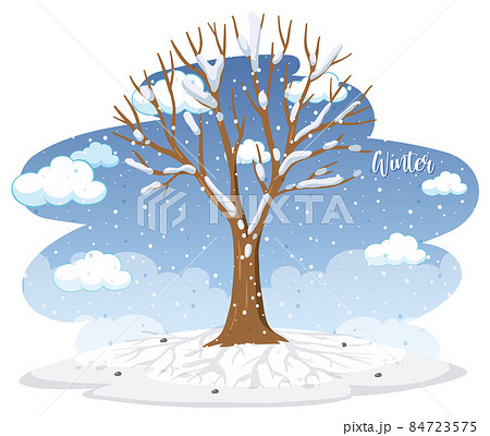 Winter season with snow covered treeのイラスト素材 [84723575] - PIXTA