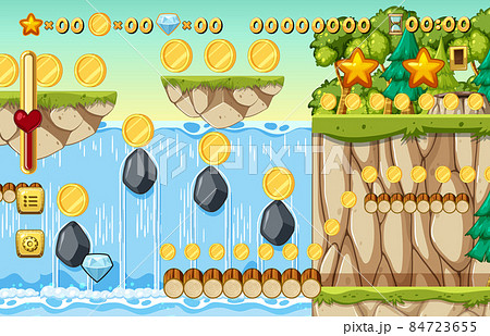Collecting Coins Platformer Game Templateのイラスト素材 [84723655] - PIXTA