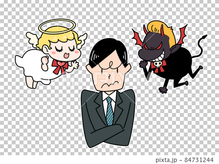 Worried man_angel and devil - Stock Illustration [84731244] - PIXTA
