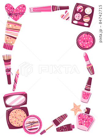Frame with cosmetics for skincare and makeup....のイラスト素材 [84742715] - PIXTA