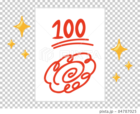 100-point test paper, perfect score, Hanamaru - Stock Illustration ...