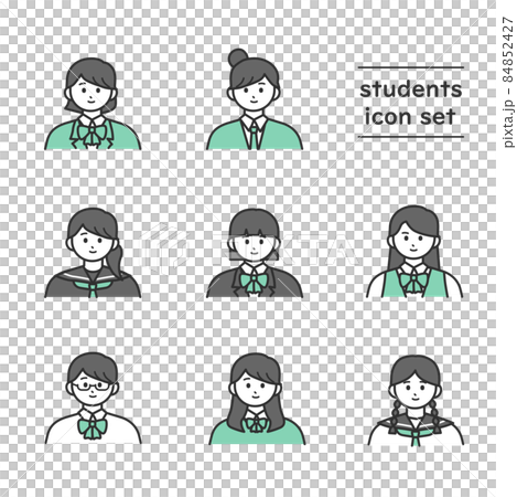 Illustration material of a girl in various... - Stock Illustration ...
