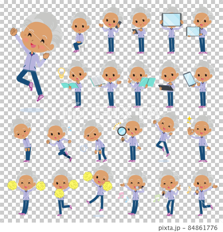 A set of light purple jersey elderly women with... - Stock Illustration ...