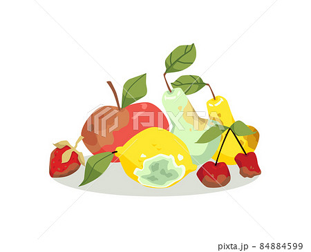 Pile of spoiled fruits with rotten sides, flat...のイラスト素材 [84884599] - PIXTA