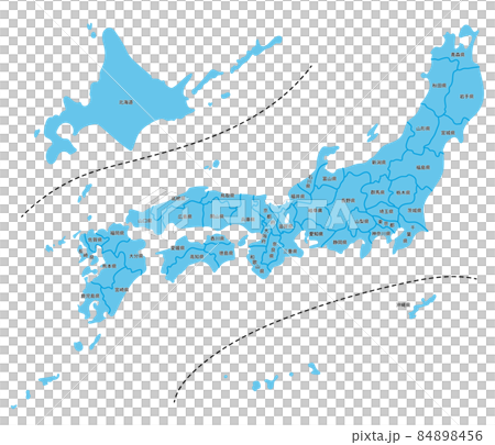 Simple map of Japan, blue, delineated by... - Stock Illustration ...