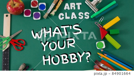 Composition of what's your hobby text with art...のイラスト素材 [84901664] - PIXTA