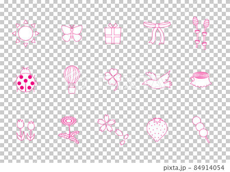 Flat and simple spring illustration set - Stock Illustration [84914054 ...