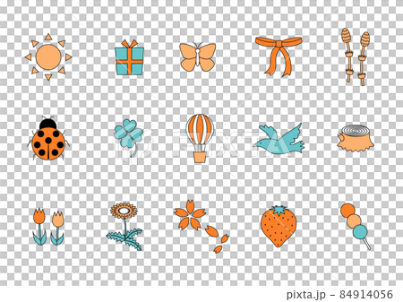 Flat and simple spring illustration set - Stock Illustration [84914056 ...