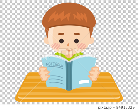 Boy reading notes - Stock Illustration [84915329] - PIXTA