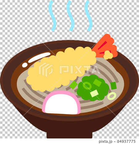 Deformed illustration of shrimp tempura buckwheat - Stock Illustration ...