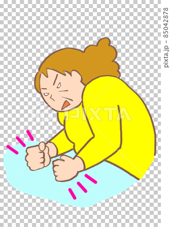 Manic state: A woman who suddenly rises and... - Stock Illustration ...