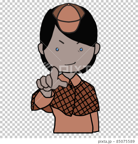 Middle-aged detective (female 2) with index finger - Stock Illustration ...