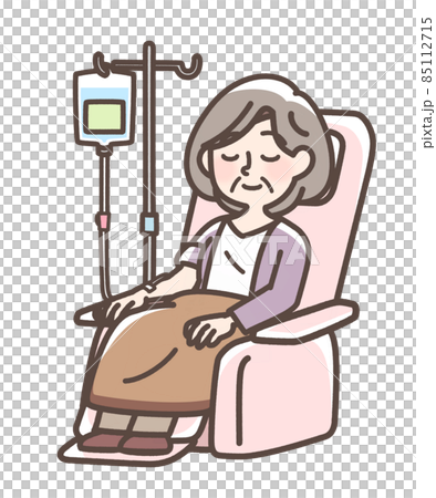 点滴を受けている女性のイラスト素材 [85112715] - PIXTA