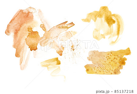 Watercolor splash gold abstract background....のイラスト素材 [85137218] - PIXTA