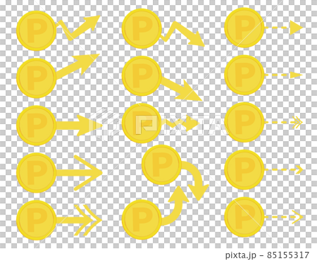 Coin arrow point yellow type set - Stock Illustration [85155317] - PIXTA
