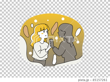 A woman staring at her inner self, her dark... - Stock Illustration ...