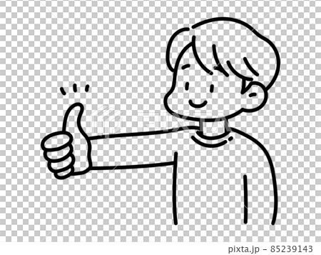 Good sign boy / line drawing - Stock Illustration [85239143] - PIXTA