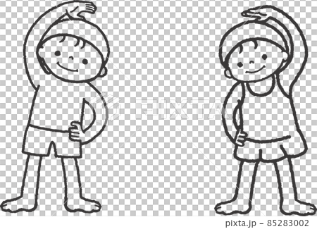 Line drawing. Children do preparatory... - Stock Illustration [85283002 ...