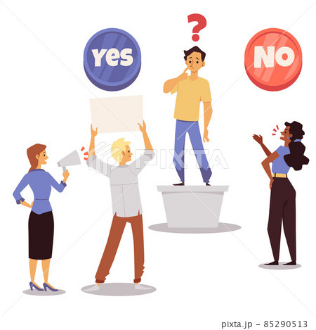 People convince man to make choice or decision,...のイラスト素材 [85290513 ...