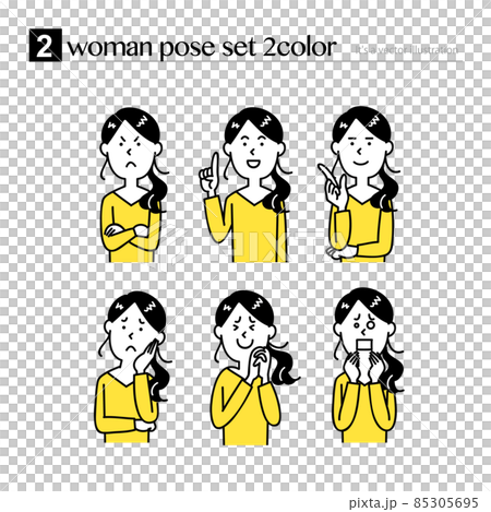 Female upper body pose set - Stock Illustration [85305695] - PIXTA