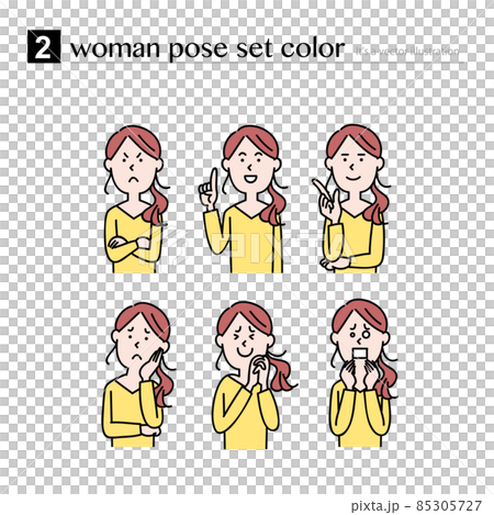Female upper body pose set - Stock Illustration [85305727] - PIXTA