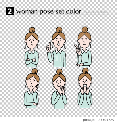 Female upper body pose set - Stock Illustration [85305729] - PIXTA