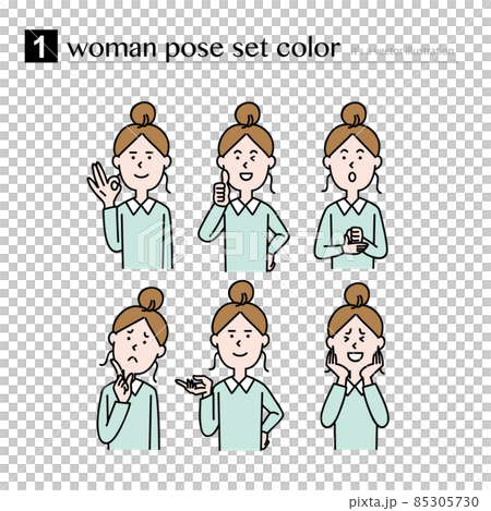 Female upper body pose set - Stock Illustration [85305730] - PIXTA