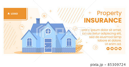 Property and Home Insurance Cover Template Flat...のイラスト素材 [85309724 ...