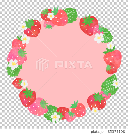 Hand-painted watercolor style strawberry circle... - Stock Illustration ...