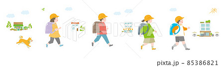 通学する子供のイラスト素材 [85386821] - PIXTA