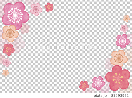 Plum blossom corner frame material (horizontal) - Stock Illustration ...