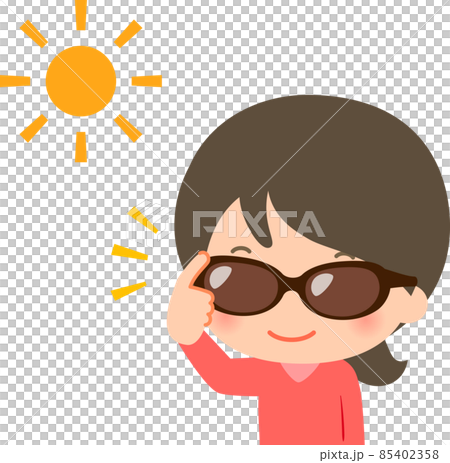 Woman wearing sunglasses and the sun - Stock Illustration [85402358 ...