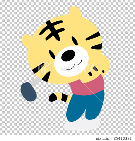 Color illustration of a tiger playing golf... - Stock Illustration ...