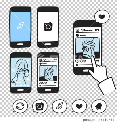 Icon set for smartphone SNS and chat - Stock Illustration [85410711 ...