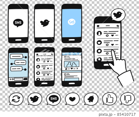 Icon set for smartphone SNS and chat - Stock Illustration [85410717 ...