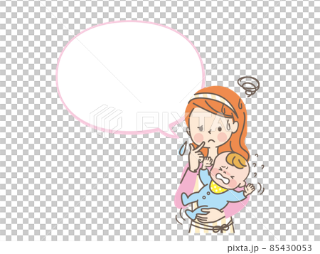 Crying baby and troubled mom - Stock Illustration [85430053] - PIXTA