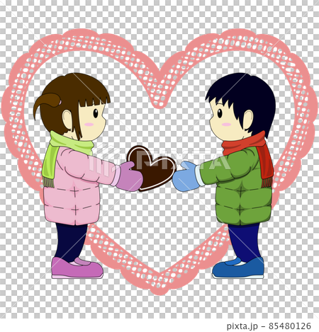 Illustration of a girl giving chocolate to a... - Stock Illustration ...
