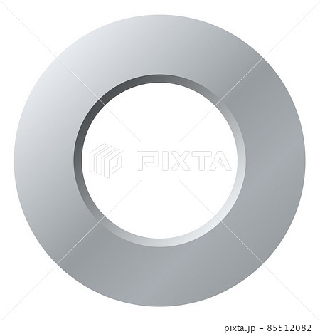 Silver metal disc from top view. Plain washerのイラスト素材 [85512082] - PIXTA