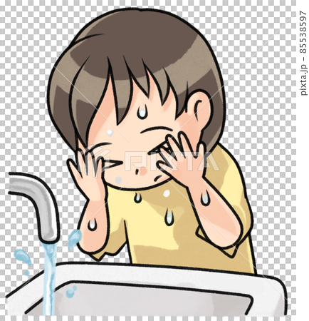 Children washing their faces - Stock Illustration [85538597] - PIXTA