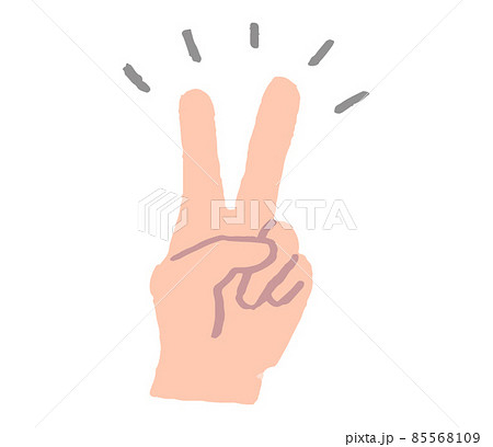 ピースサイン（手描きカラー）のイラスト素材 [85568109] - PIXTA