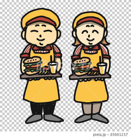 Illustration of a clerk at a fast food... - Stock Illustration ...
