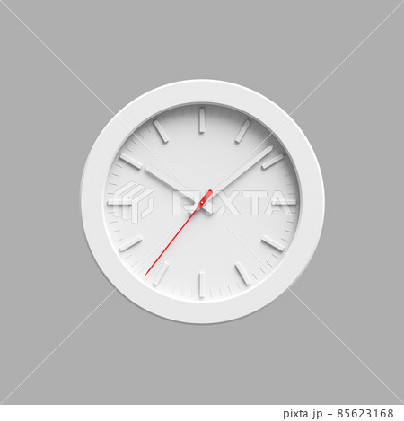 White clock with red second hand isolated on...のイラスト素材 [85623168] - PIXTA